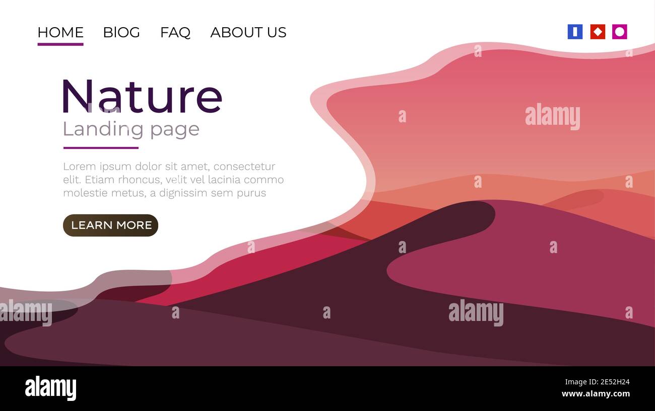 Landing page screen, nature landscape template cover. website ...