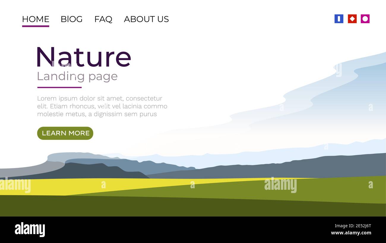 Landing page screen, nature landscape template cover. website ...