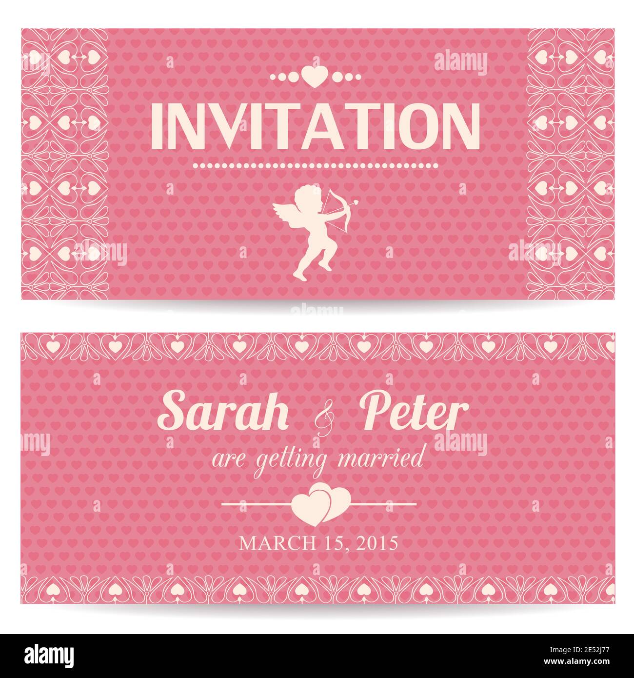 Valentine day romantic invitation card or postcard vector illustration ...
