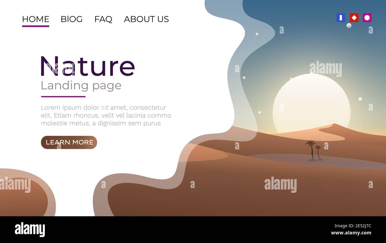Landing page screen, nature landscape template cover. website ...