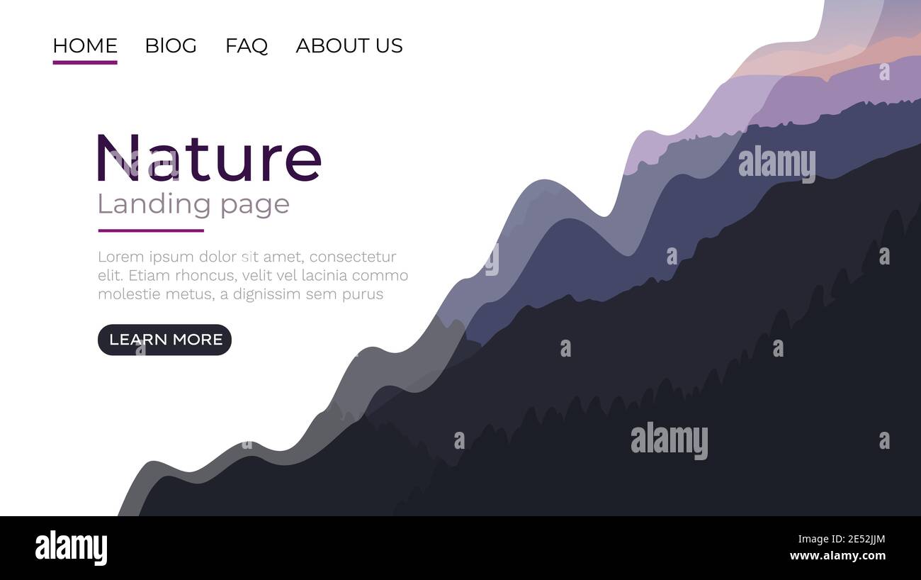 Landing page screen, nature landscape template cover. website ...