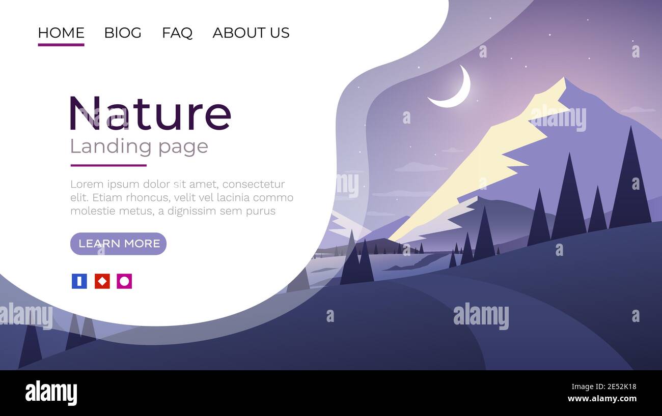 Landing page screen, nature landscape template cover. website ...