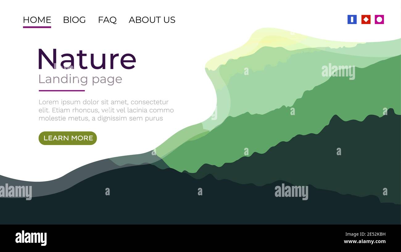 Landing page screen, nature landscape template cover. website ...