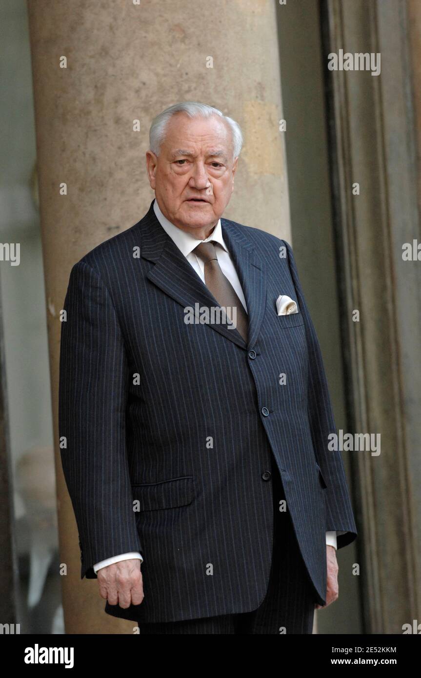 File photo - Christian Poncelet leaves the Elysee Palace after a medal ...