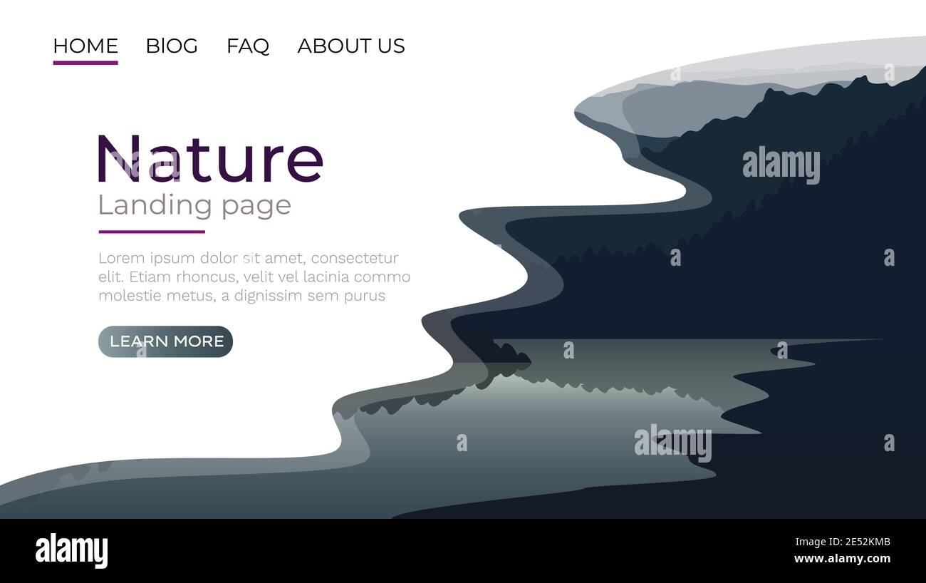 Landing page screen, nature landscape template cover. website ...