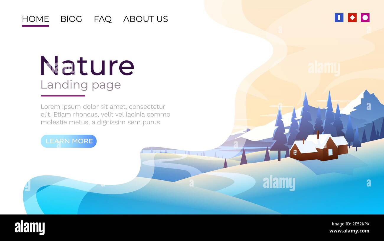 Landing page screen, nature landscape template cover. website ...