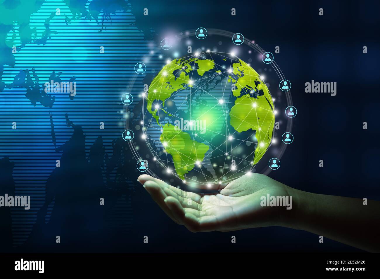 New global business connection concept. Businessman leading the global ...