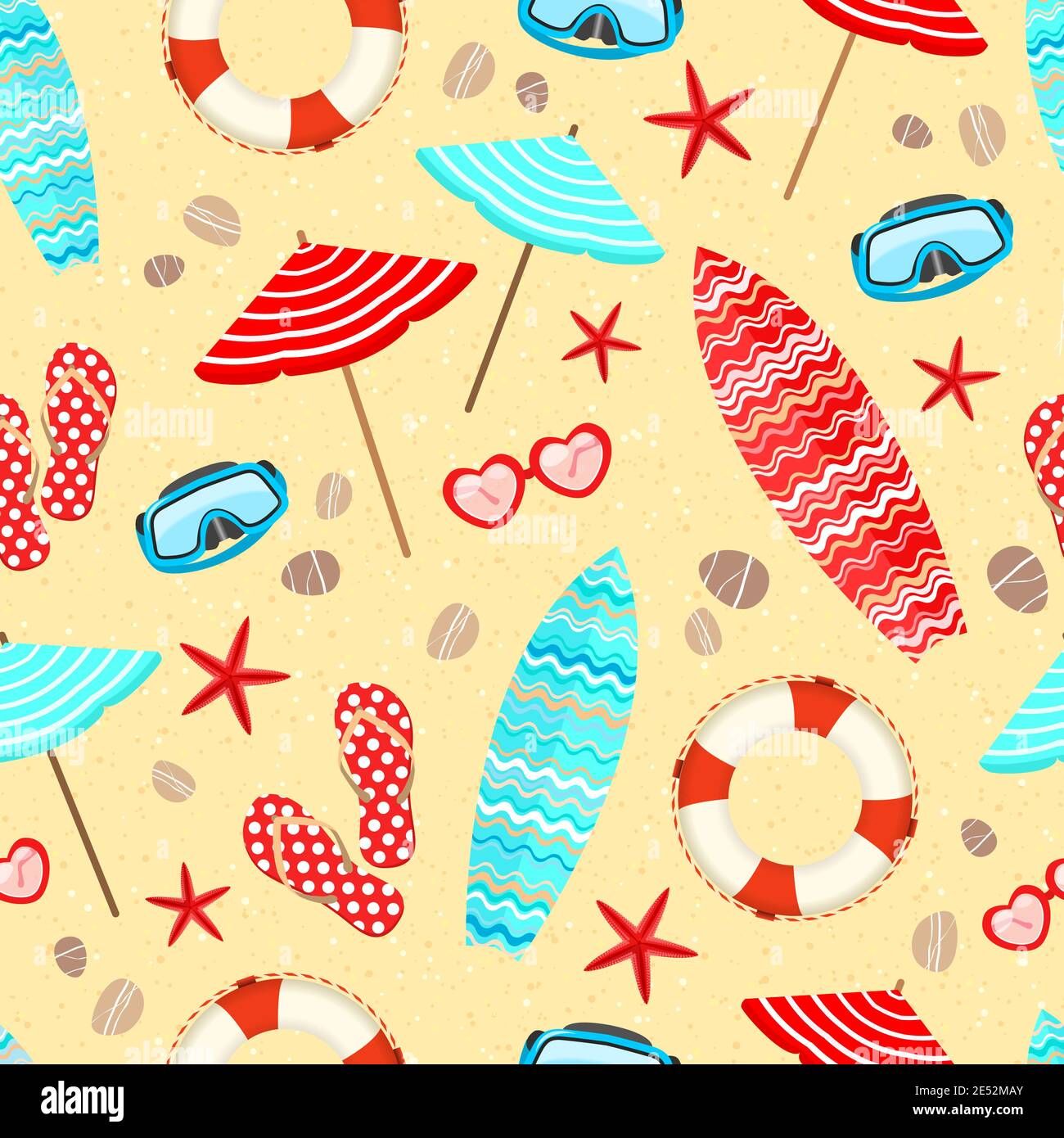 Seamless summer holiday vacation pattern background vector illustration ...