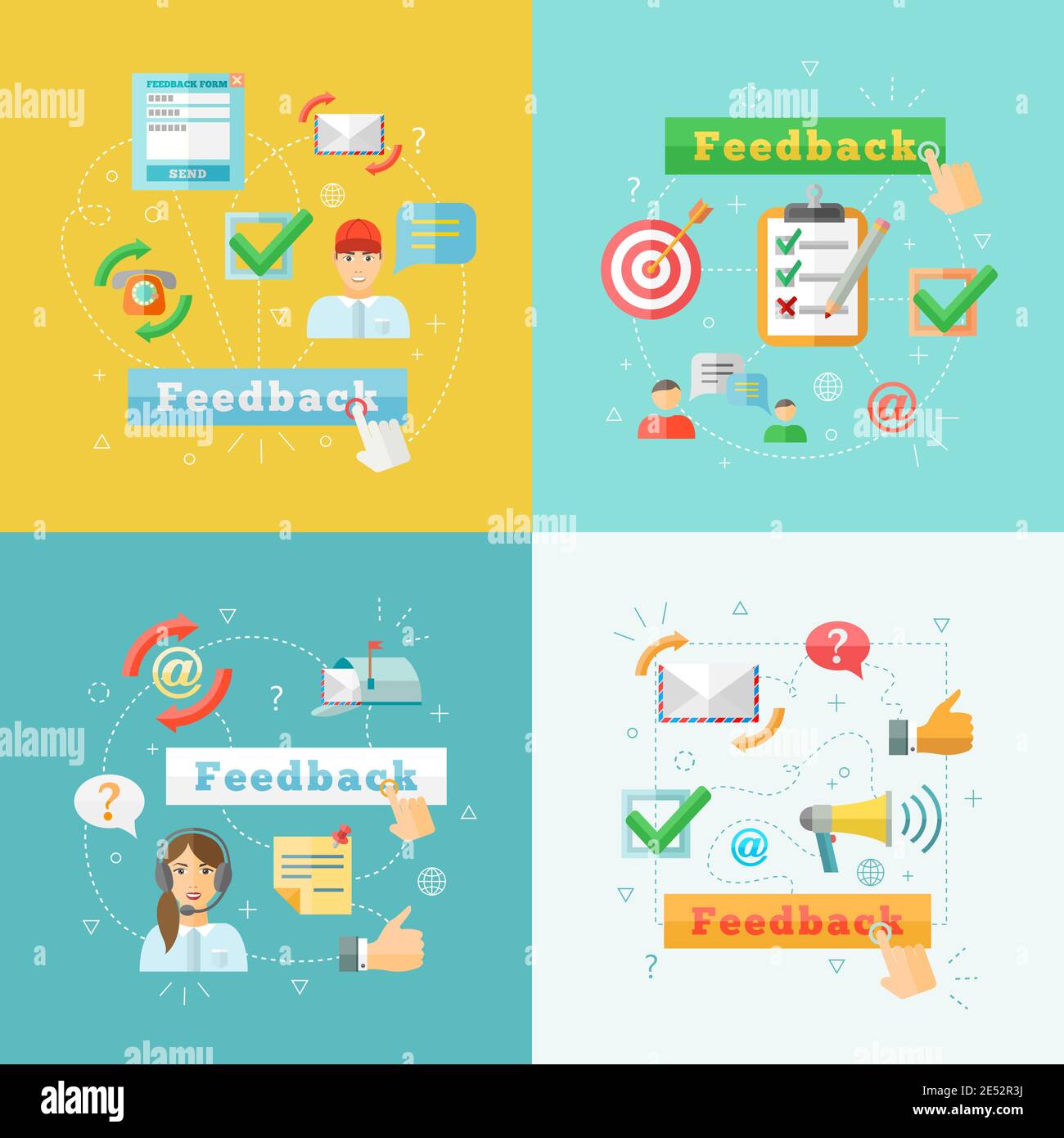 Feedback concept computer design infographic charts elements set vector ...