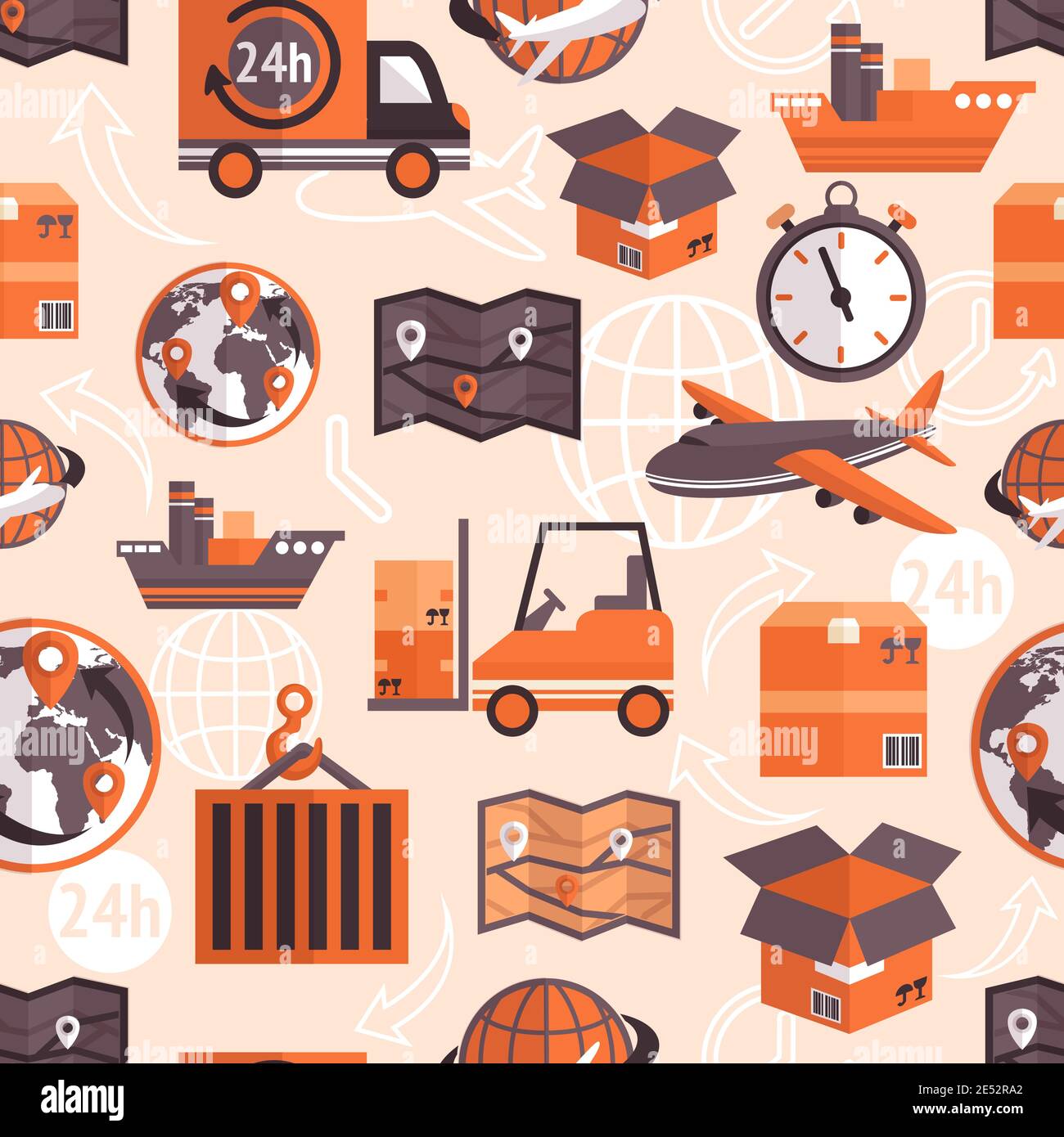 Logistic shipping freight service seamless pattern with globe and ...