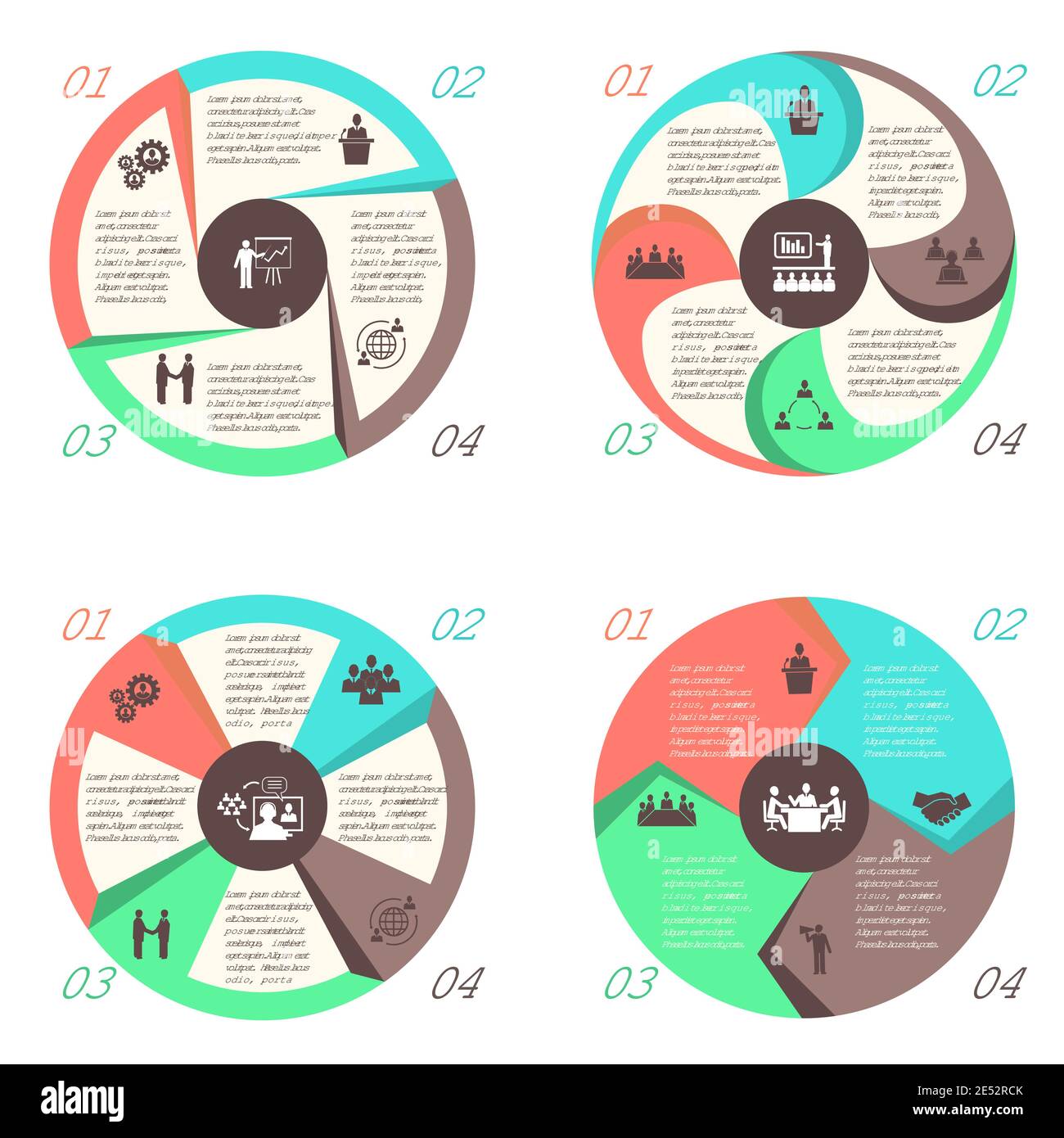 Meeting people online business infographics design elements set of pie ...