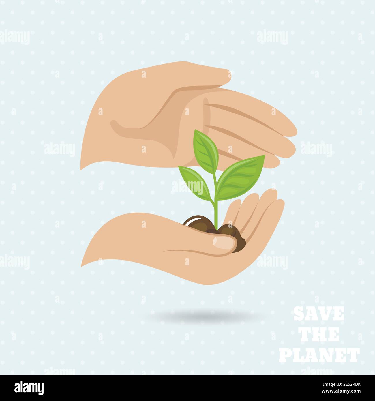 Hands holding plant sprout save the planet earth protect poster vector ...