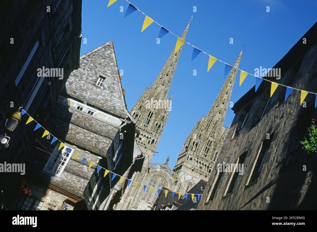 Saint Corentin Cathedral or Cathedrale Saint-Corentin in Quimper Stock ...