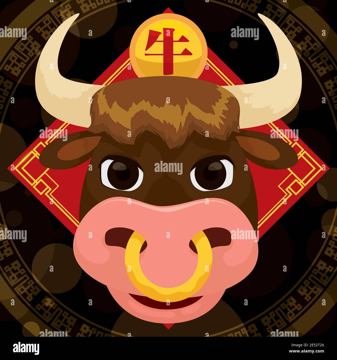 Design to celebrate Chinese New Year of the Ox (written in Chinese ...