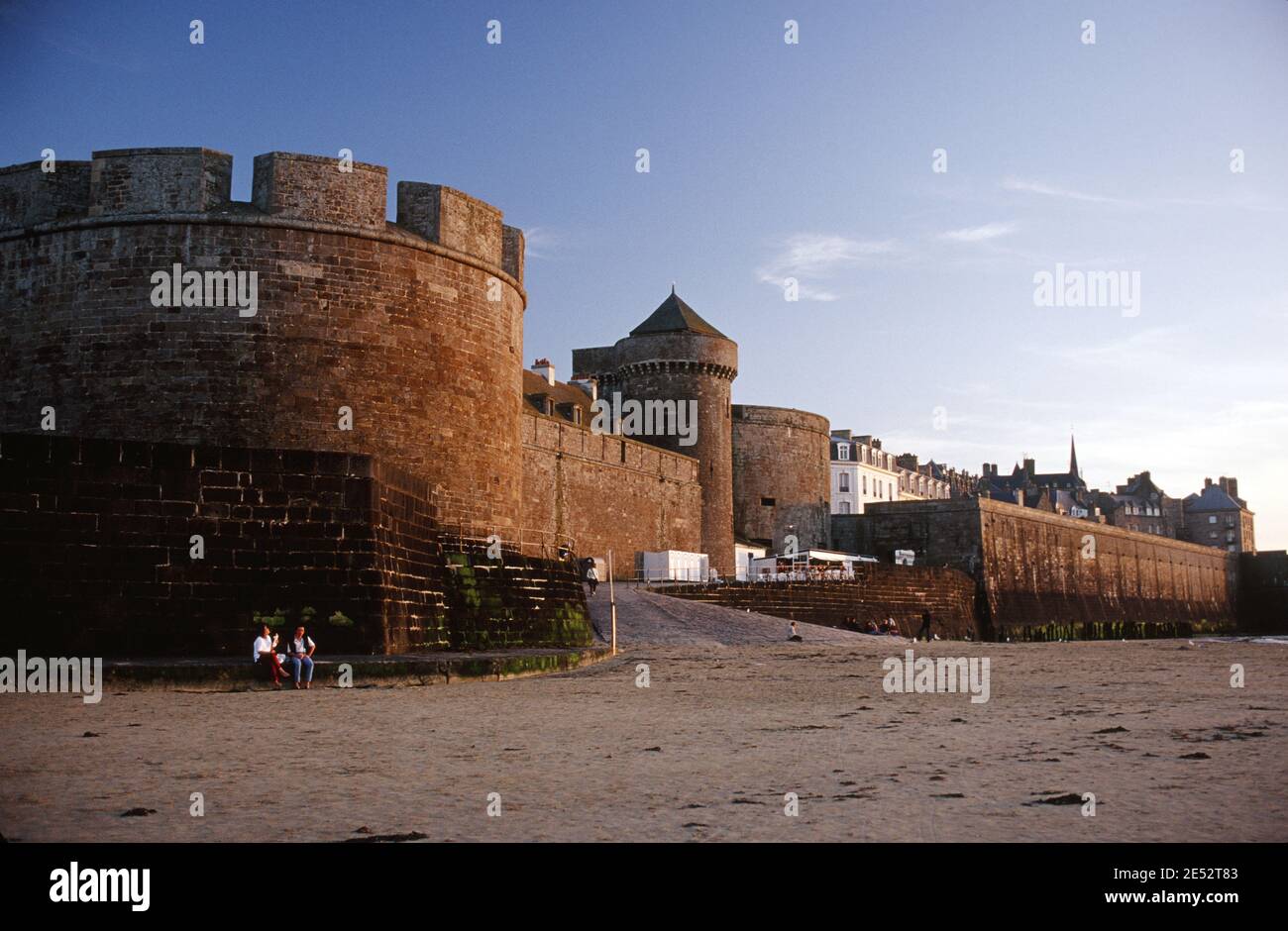 Old City Walls of St. Malo and Beach Stock Photo - Alamy