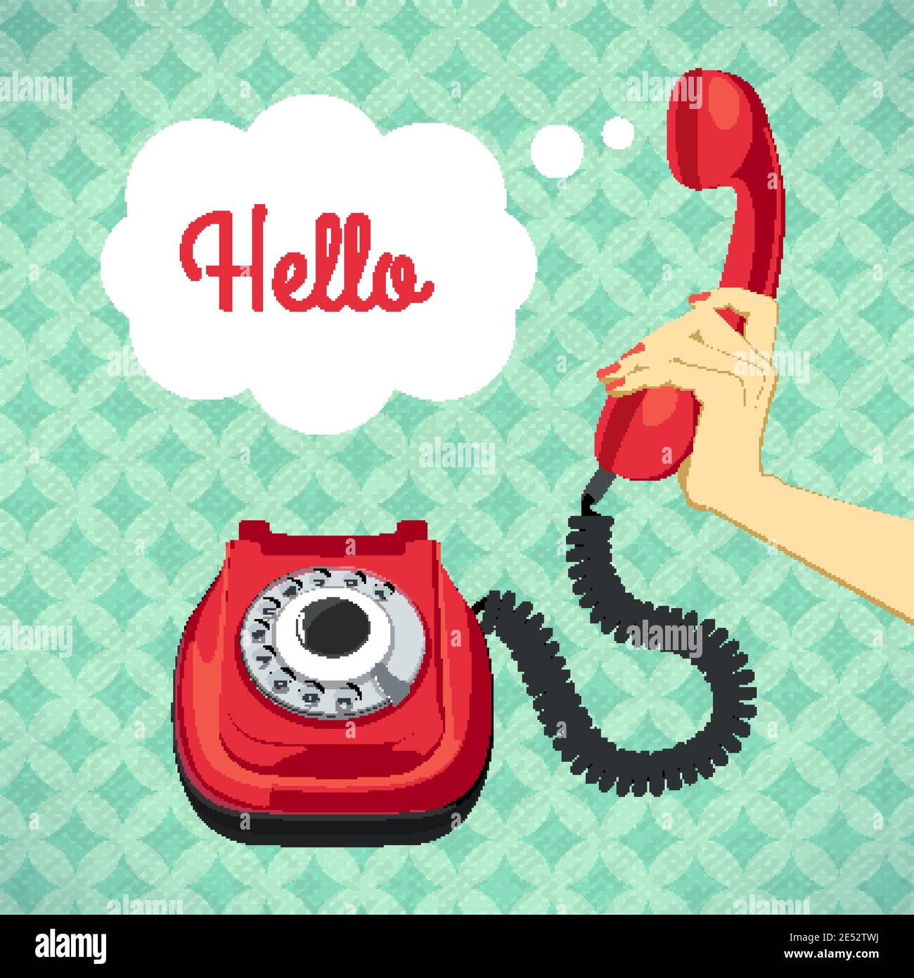 Hand holding old telephone retro poster vector illustration Stock ...