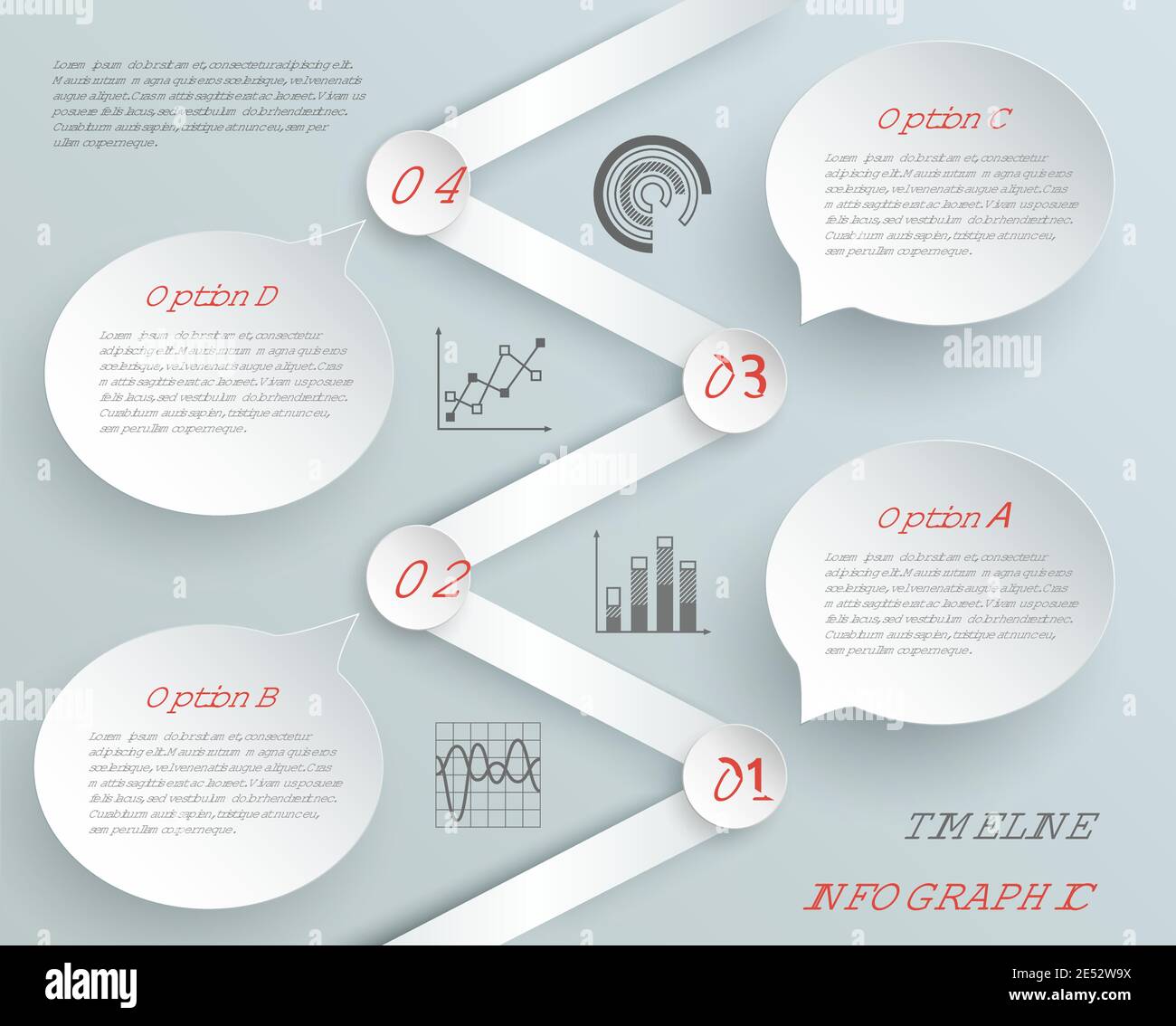 Timeline business infographic with graphs and paper options vector ...