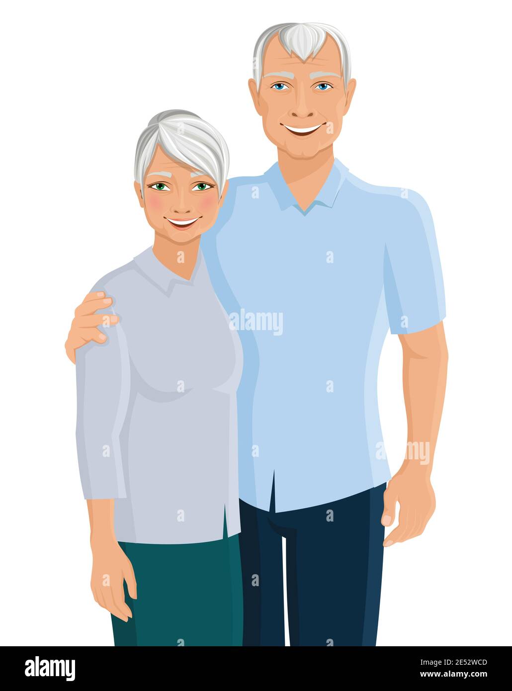 Old senior people family couple portrait isolated on white background ...