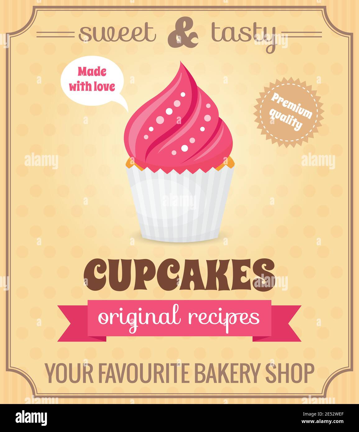 Sweet and tasty food dessert original recipe cupcake retro poster ...
