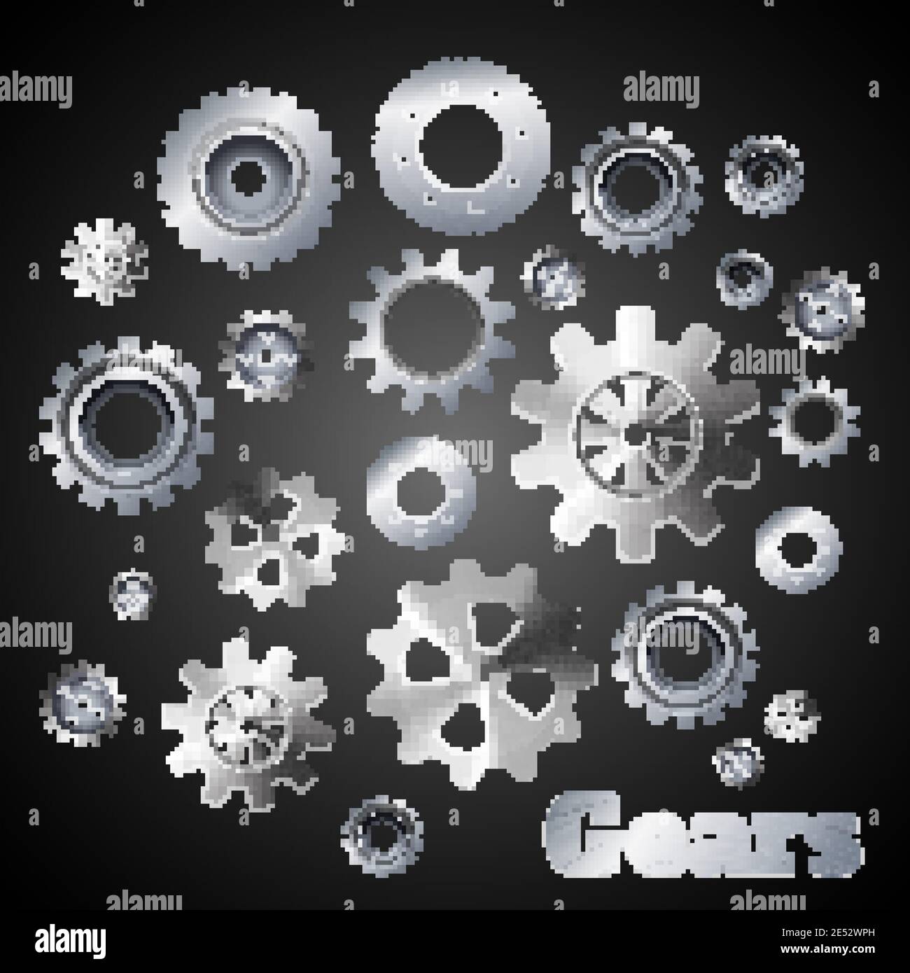 Metal cogwheel gears mechanisms industrial engineers poster vector ...