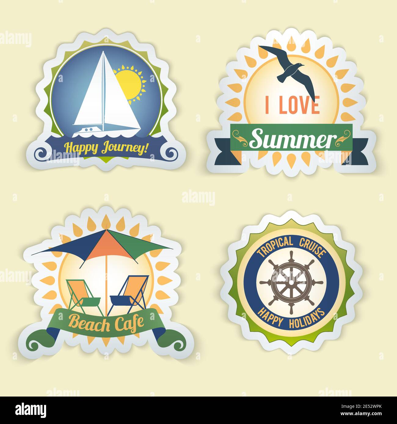 Summer sea retro vacation happy journey beach cafe tropical cruise ...