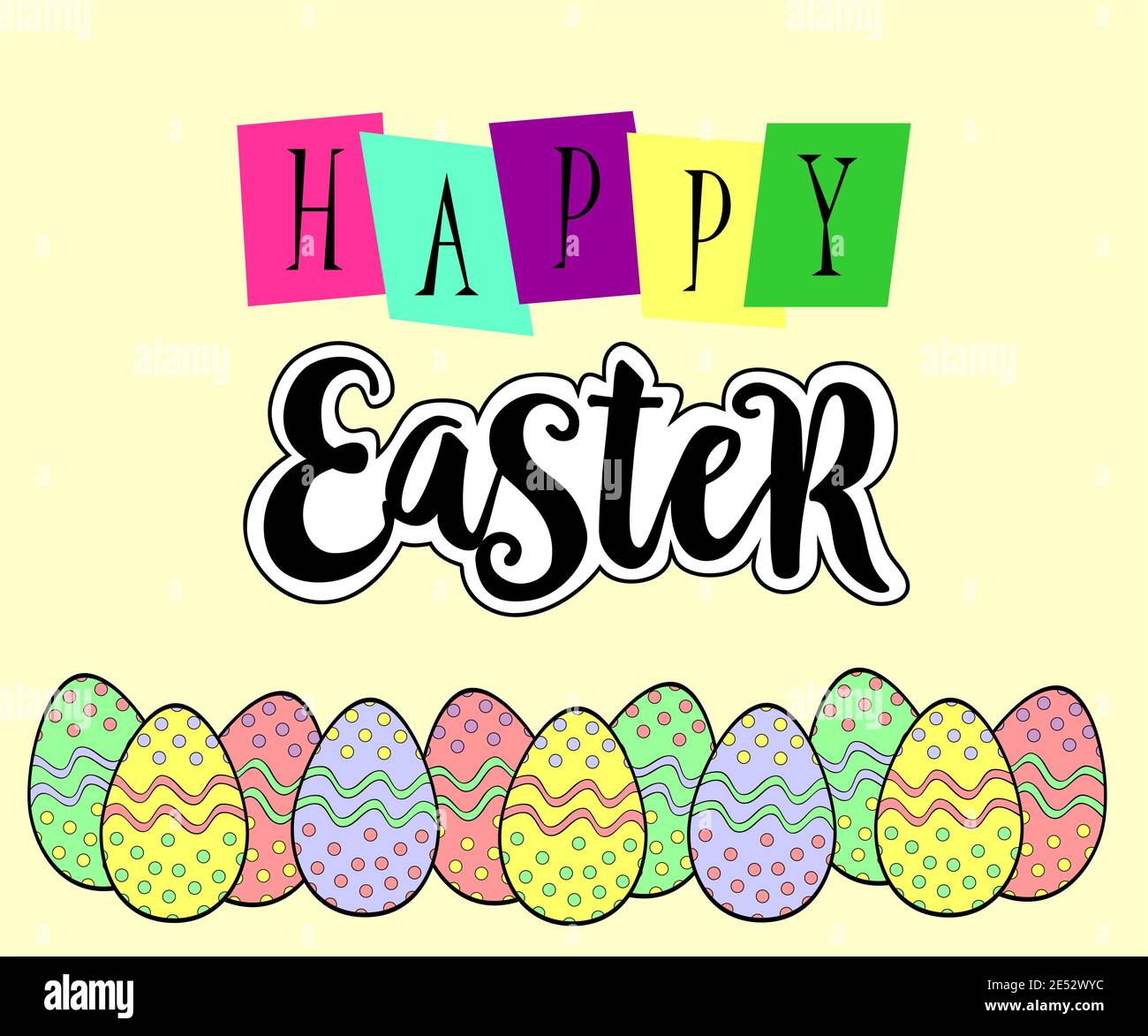 Banner web Happy Easter colorful funny eggs vector illustration Stock ...