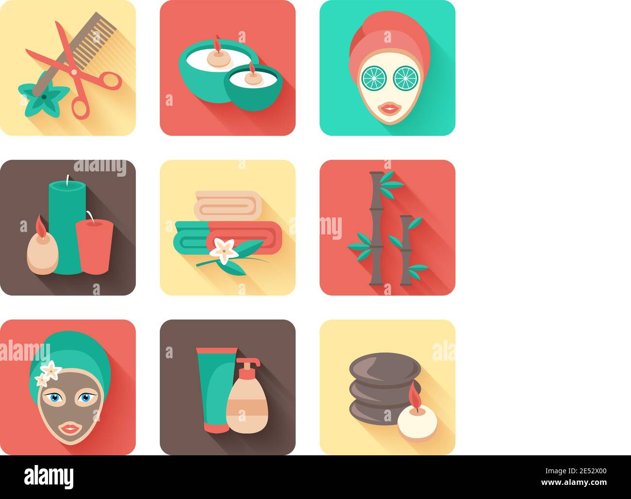 Spa personal facial mask and body treatments with aromatherapy flat ...