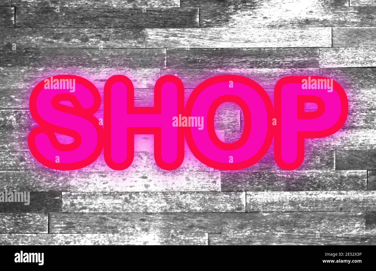 Black and white textured wood floor with neon pink glowing text to ...