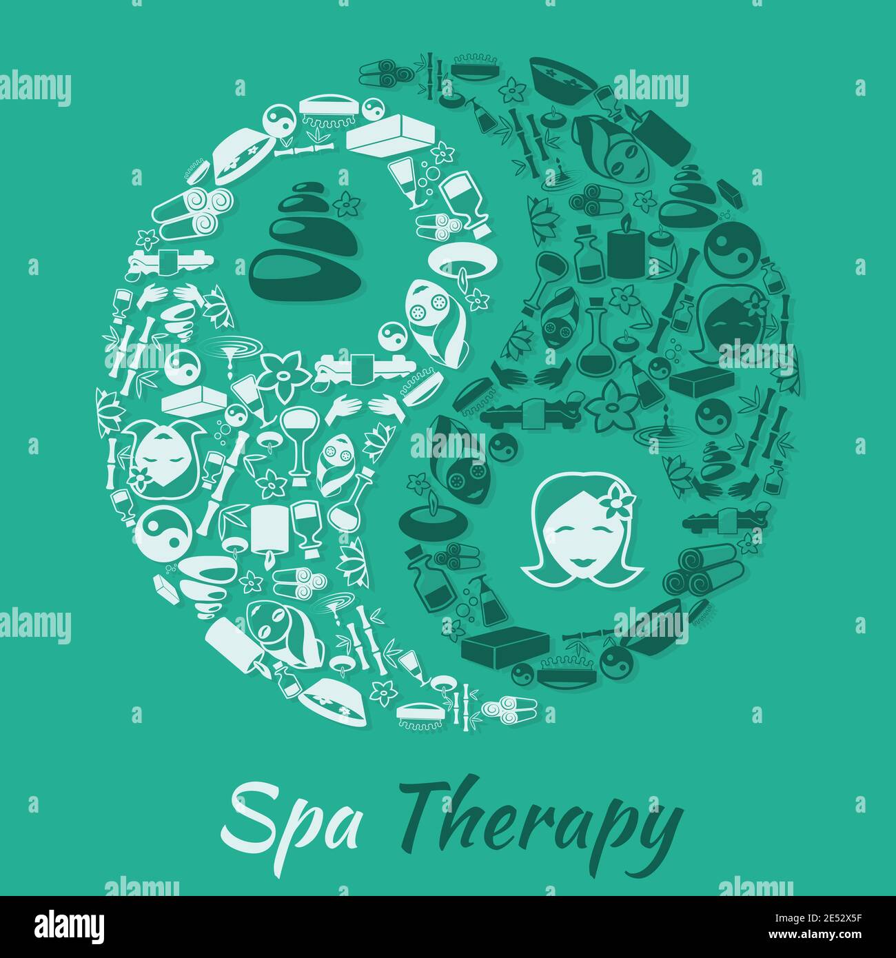 Spa healthcare salon therapy concept with zen symbol and wellness icons ...
