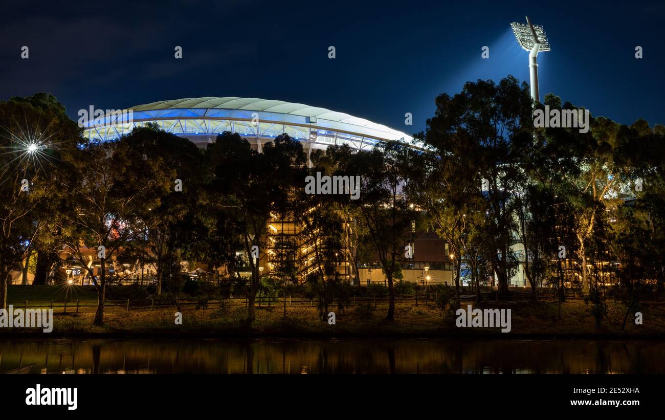 Adelaide Oval at night with lights on in Adelaide South Australian on ...