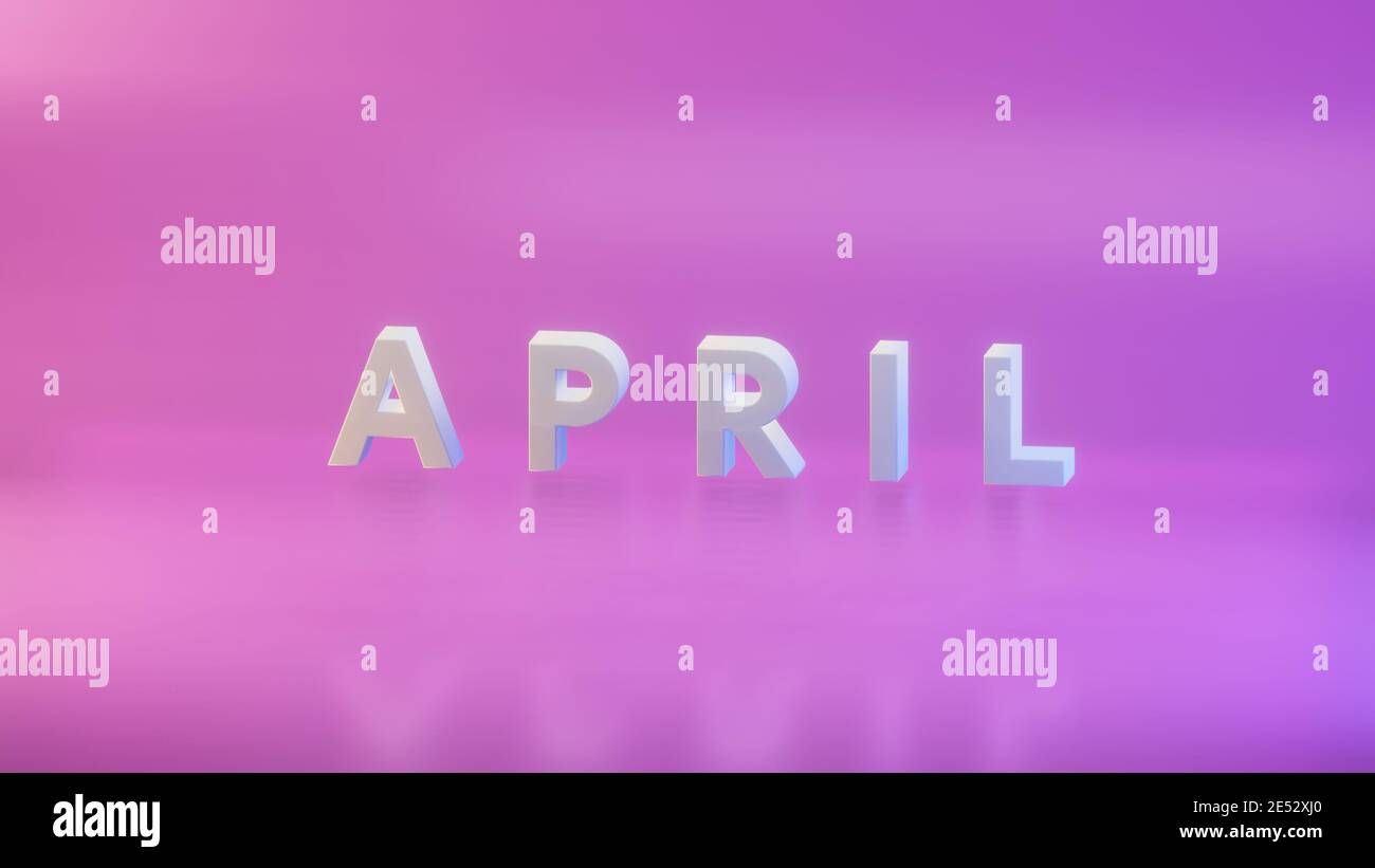 April text on gradient background simple and elegant . 3d illustration ...