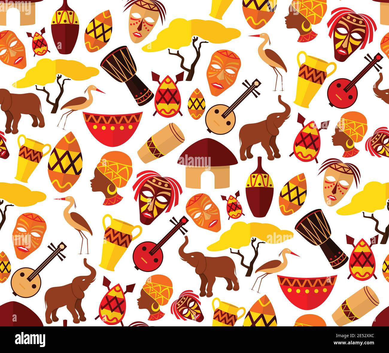 Africa jungle ethnic tribe travel seamless pattern vector illustration ...