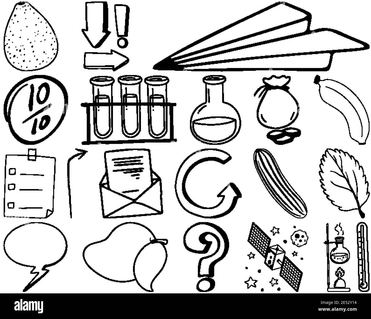 Set of item and symbol hand drawn doodle illustration Stock Vector ...