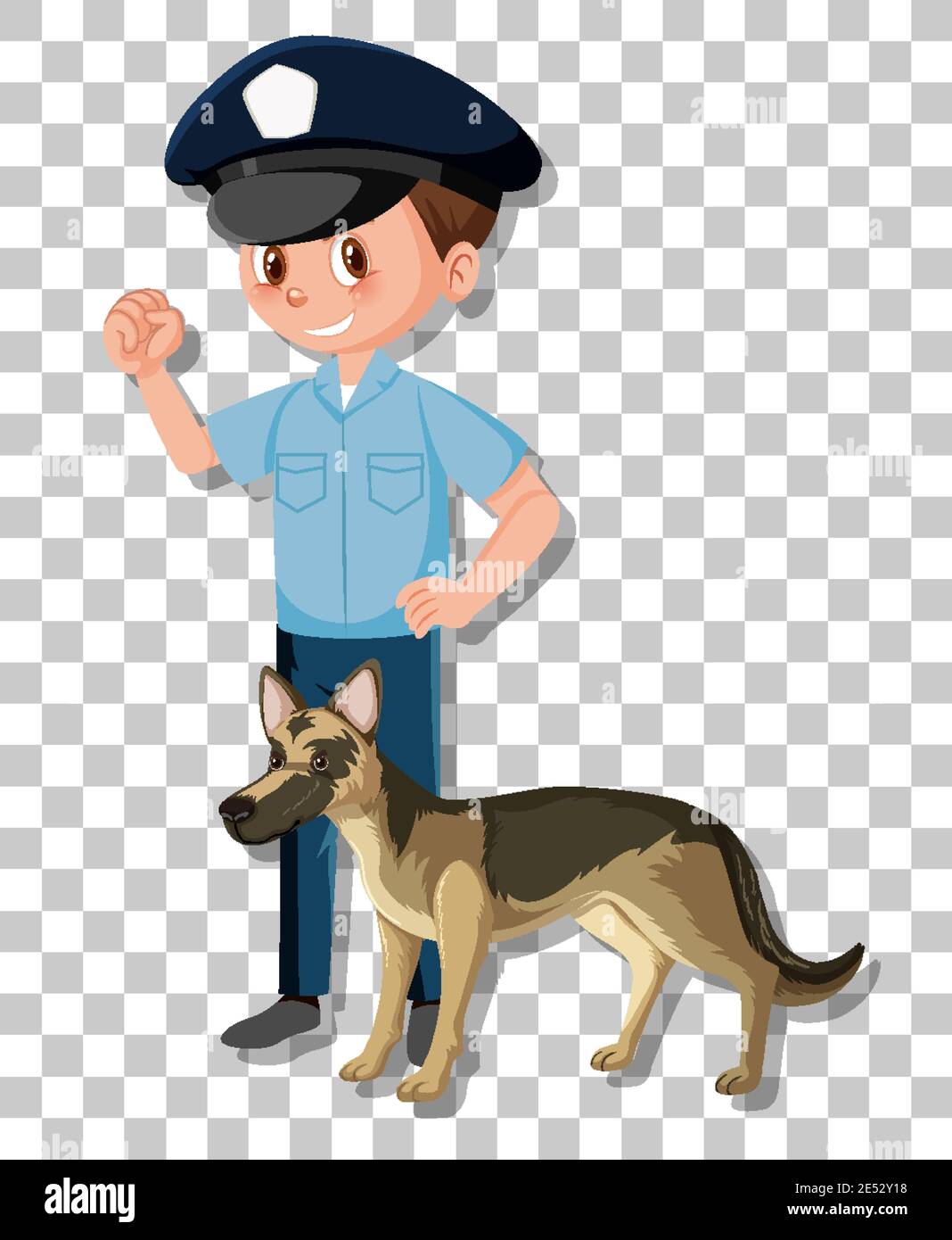 Policeman with German Shepherd dog isolated on transparent background ...