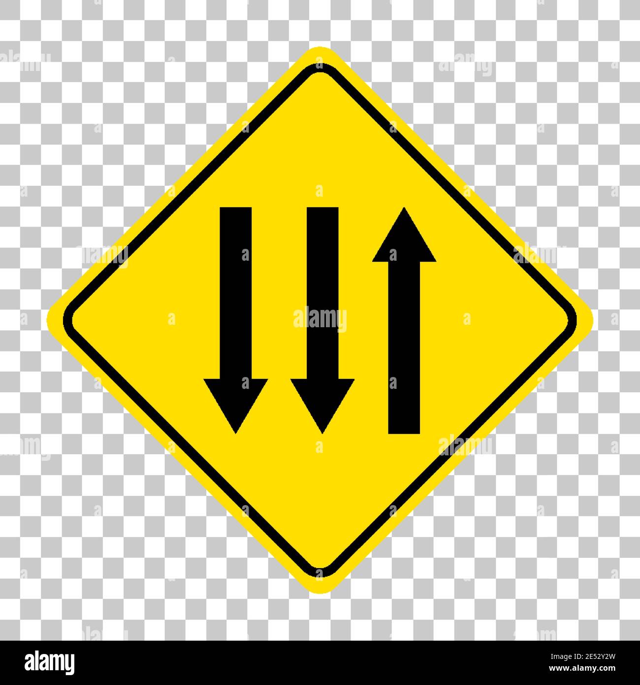Yellow traffic warning sign on transparent background illustration ...