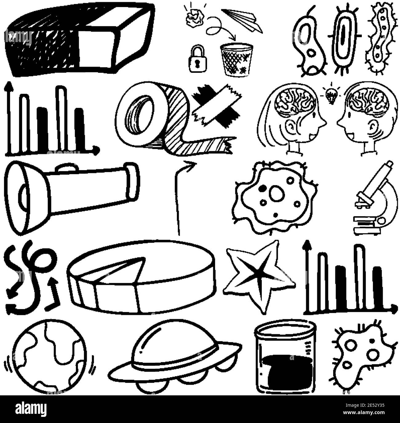 Set of item and symbol hand drawn doodle illustration Stock Vector ...