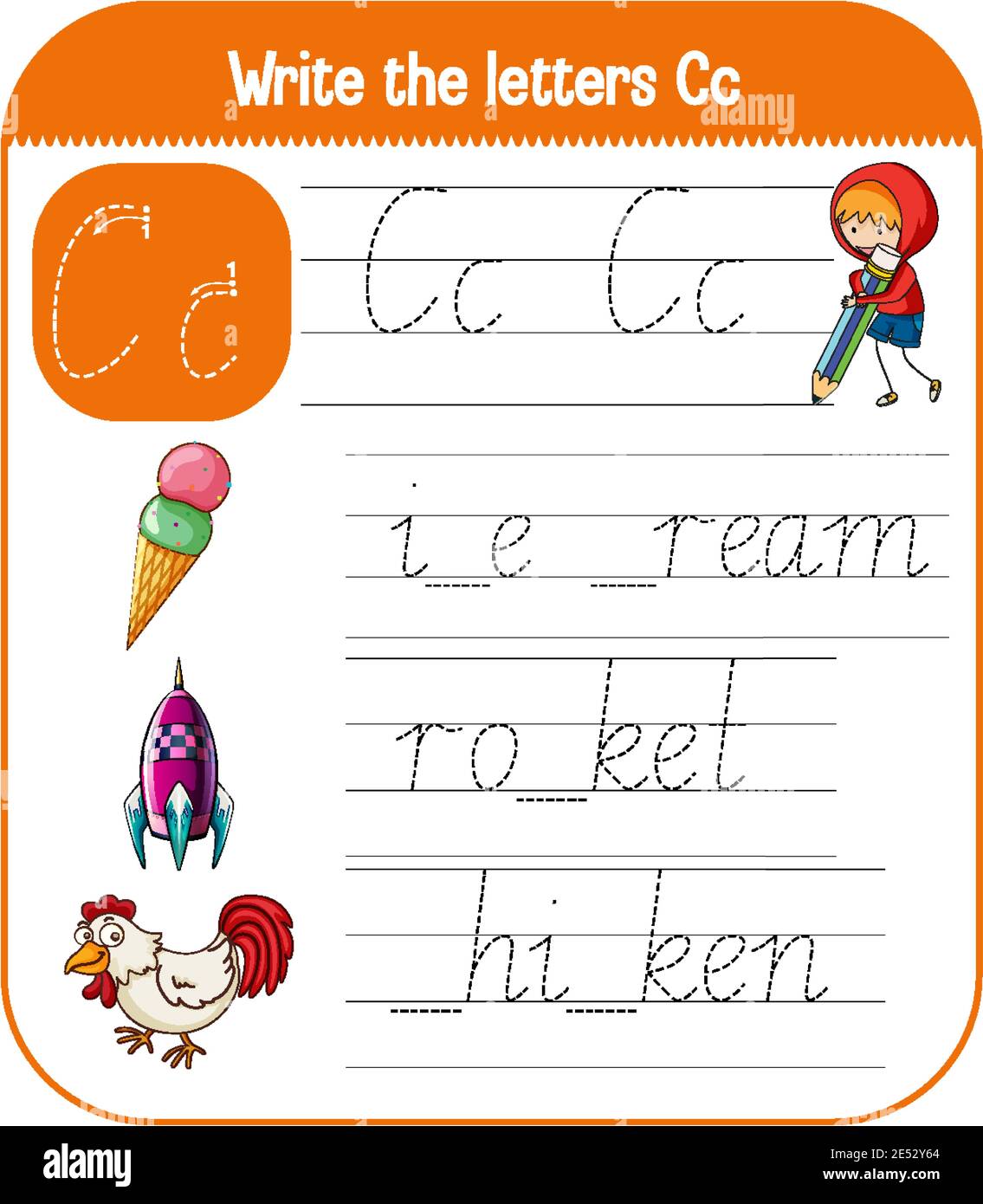 English alphabet tracing worksheets illustration Stock Vector Image ...