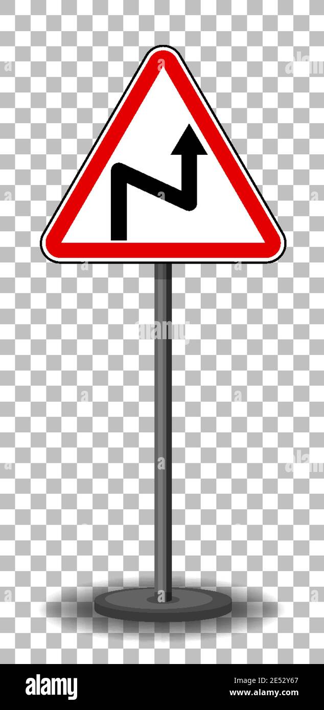Right reverse bend sign with stand isolated on transparent background ...