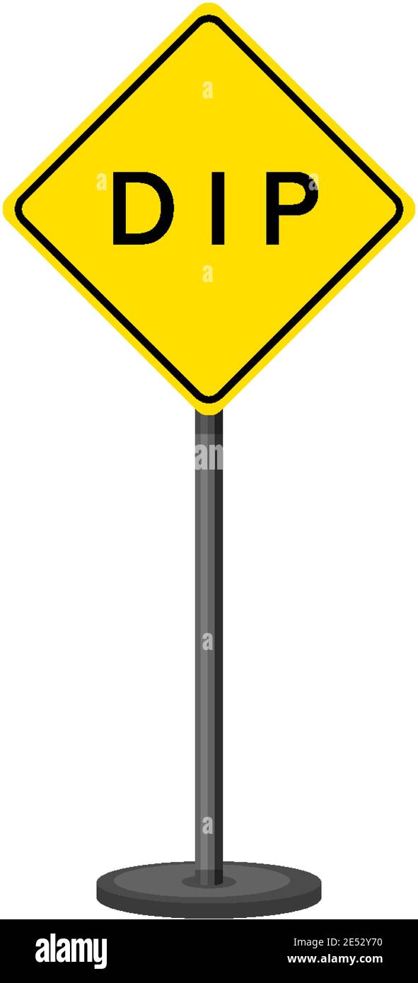 Yellow traffic warning sign on white background illustration Stock ...