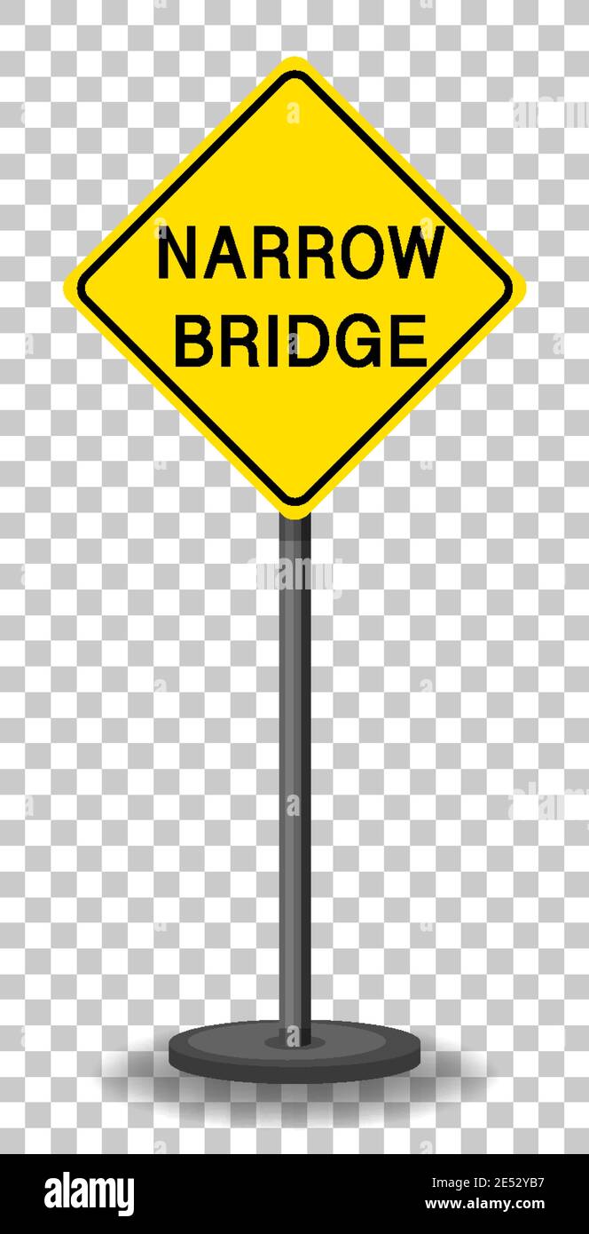 Yellow traffic warning sign on transparent background illustration ...
