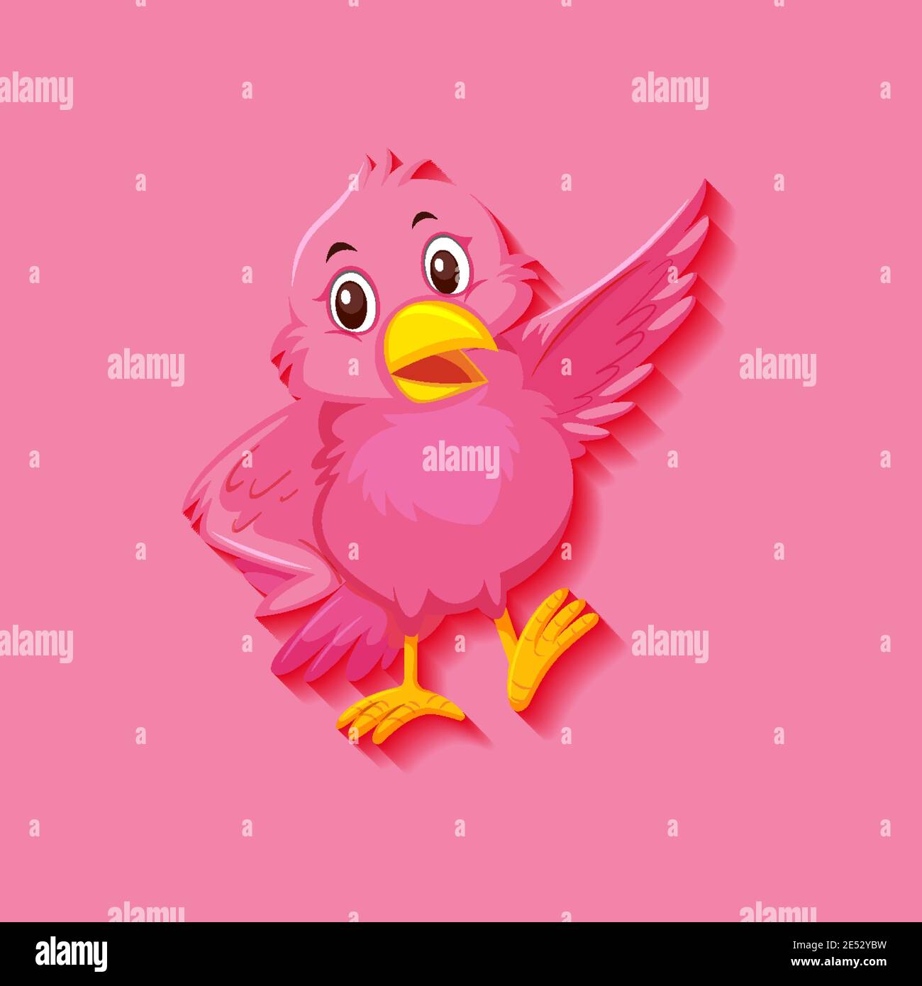 Cute pink bird cartoon character illustration Stock Vector Image & Art ...
