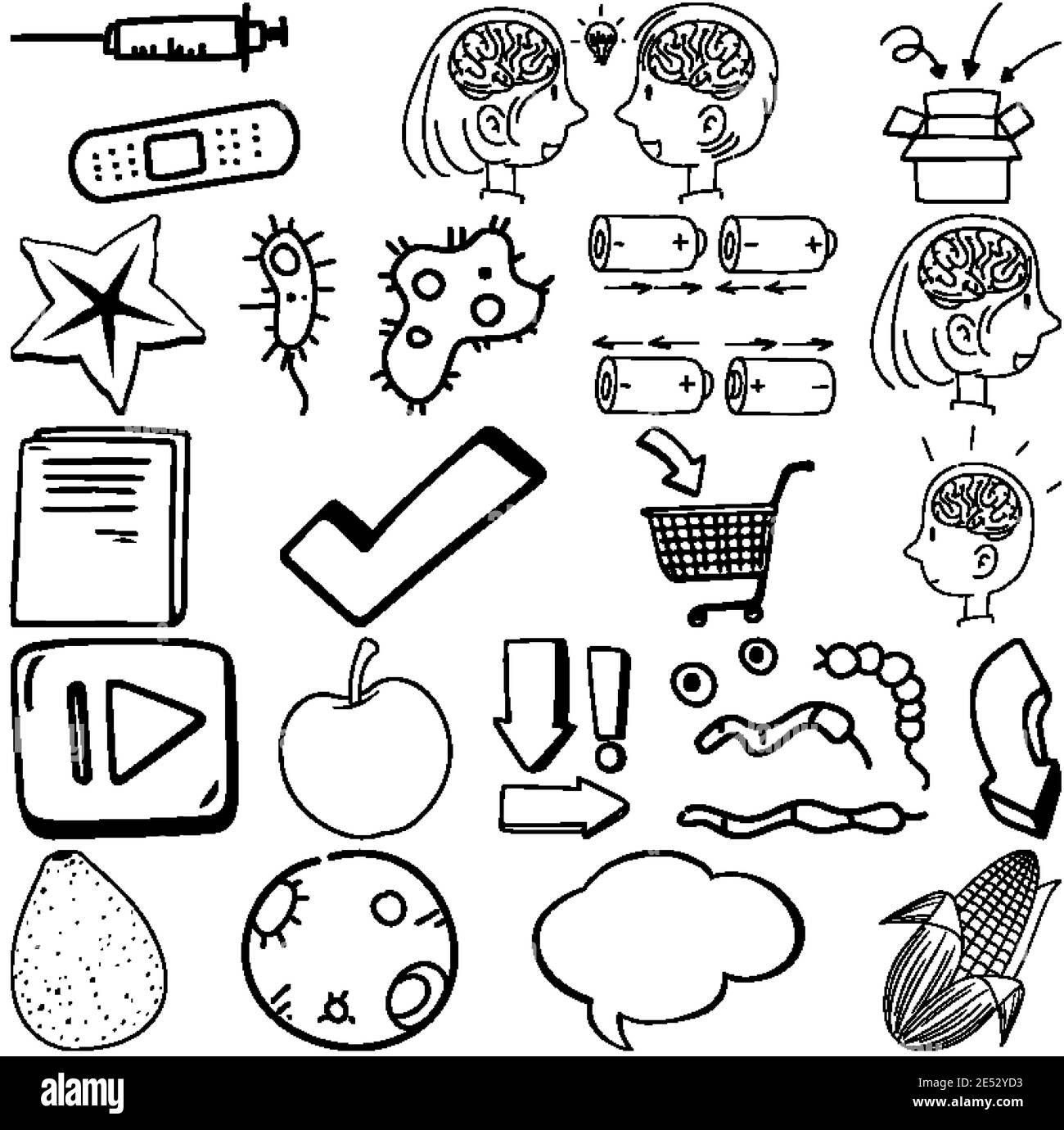 Set of item and symbol hand drawn doodle illustration Stock Vector ...