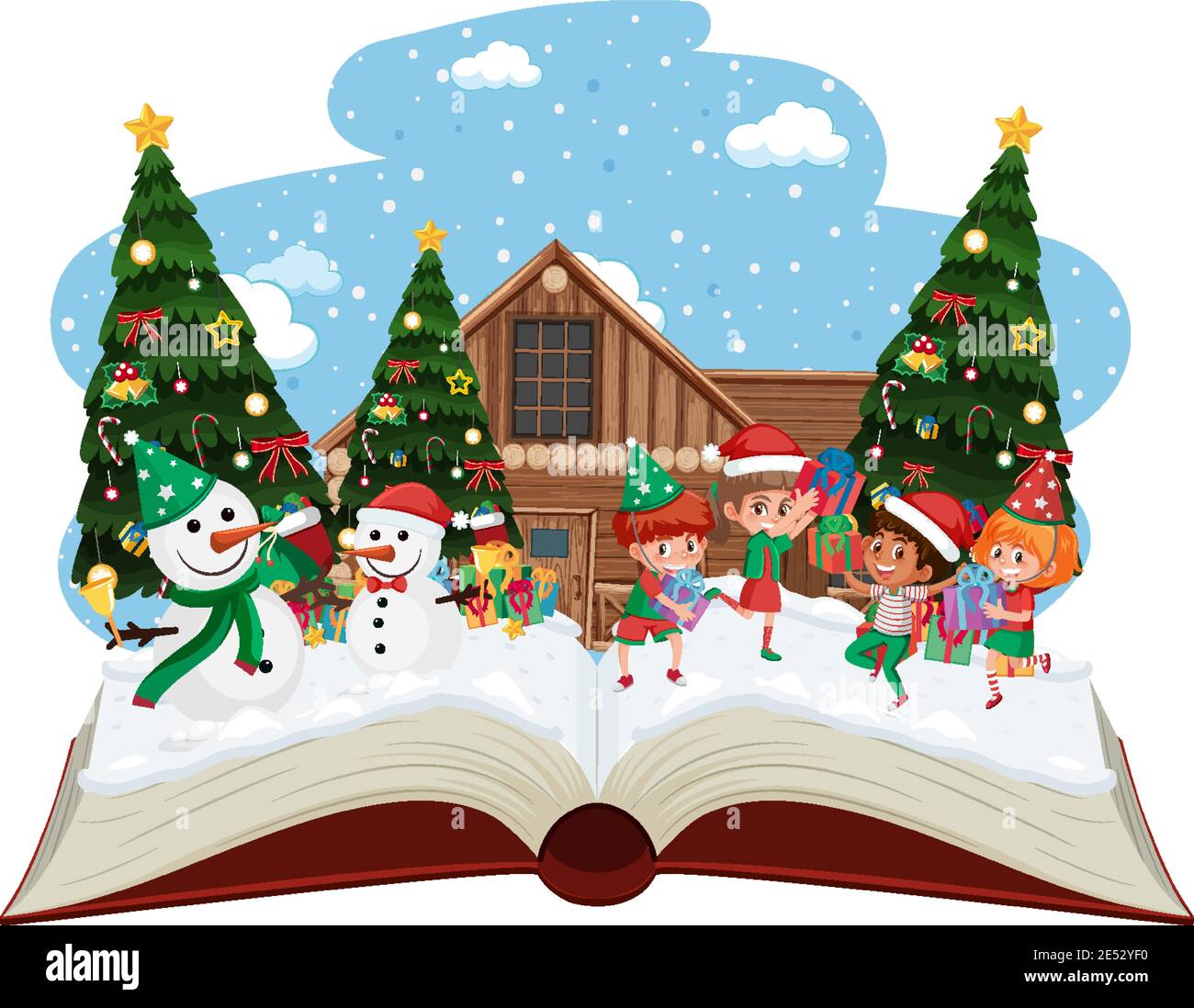 Children reading christmas book Stock Vector Images - Alamy