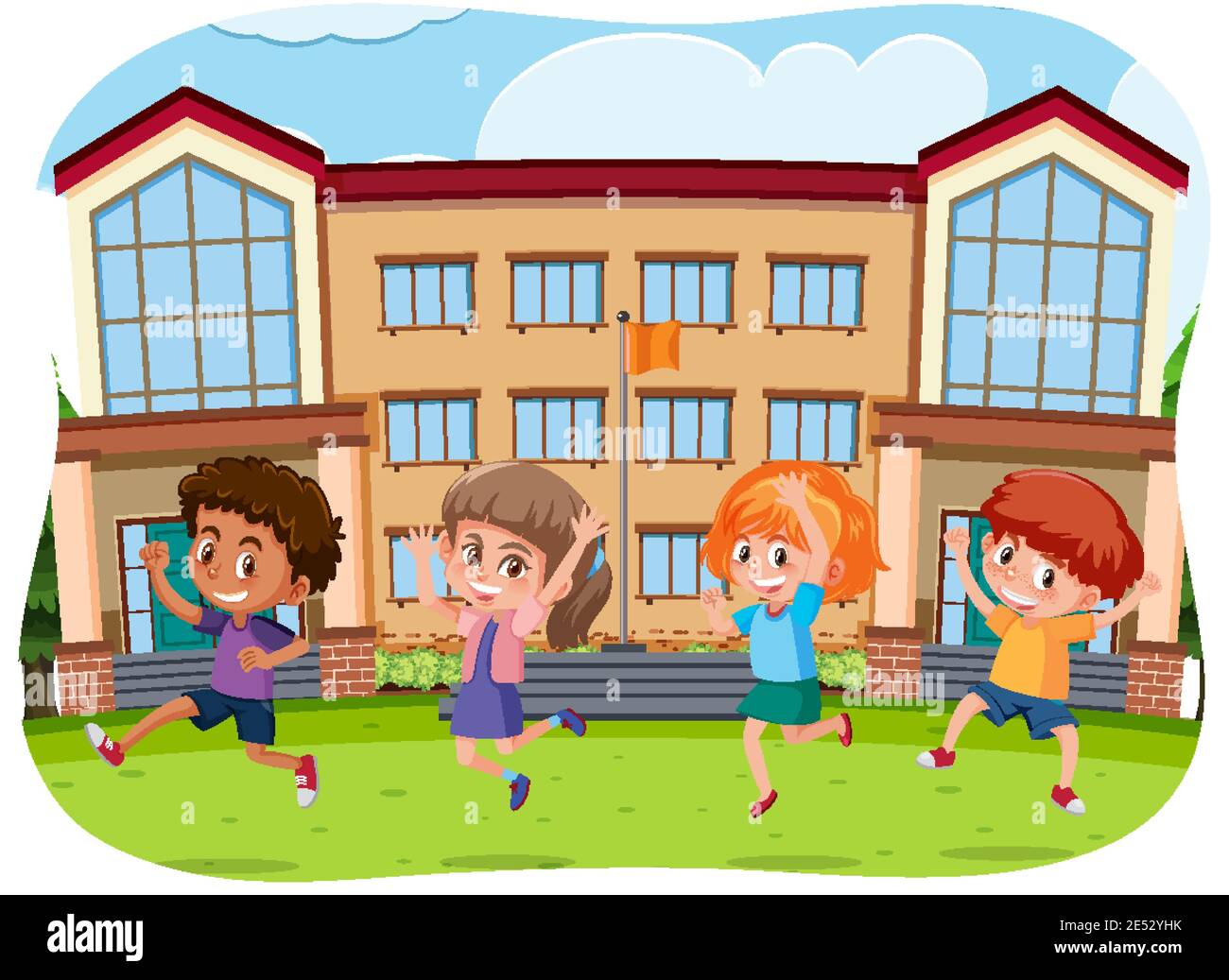 Happy kids playing outdoor background illustration Stock Vector Image ...