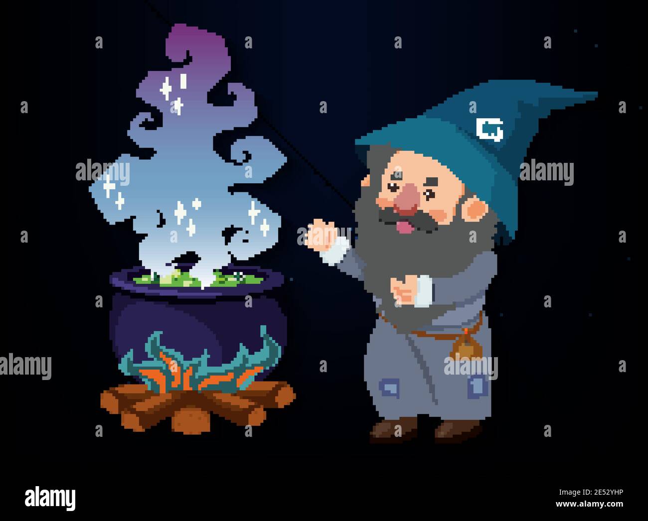 Little wizard cartoon character with potion pot illustration Stock ...
