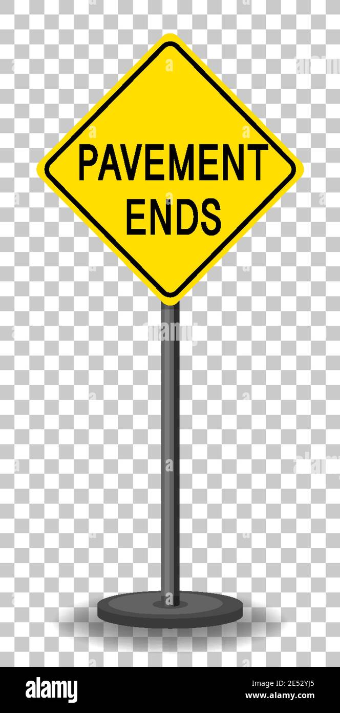 Yellow traffic warning sign on transparent background illustration ...