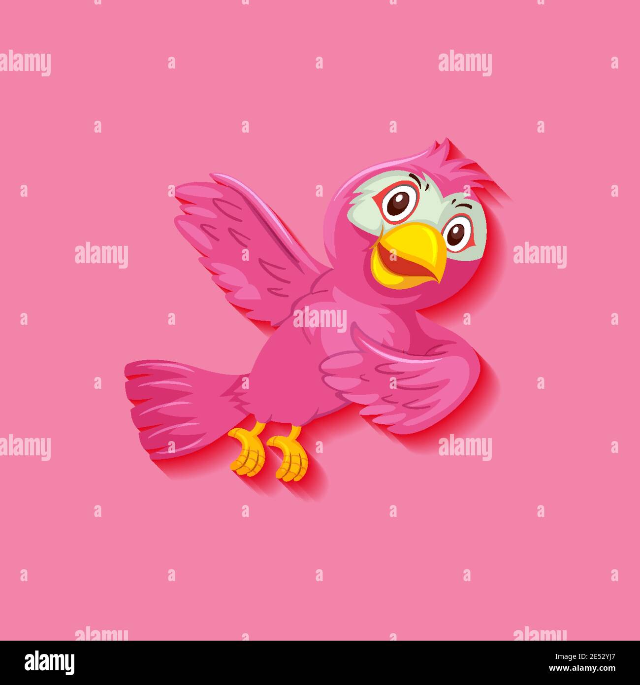 Cute pink bird cartoon character illustration Stock Vector Image & Art ...