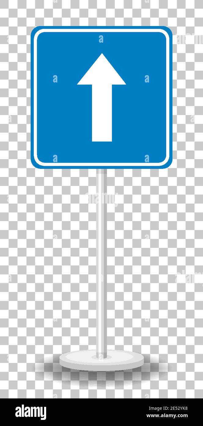 One way traffic sign with stand isolated on transparent background ...