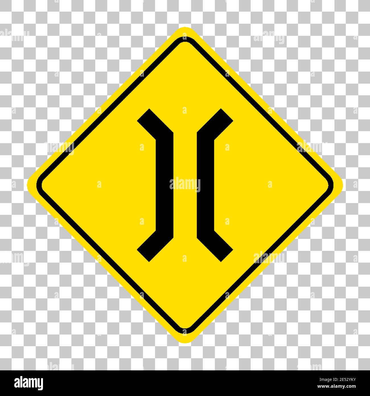 Yellow traffic warning sign on transparent background illustration ...