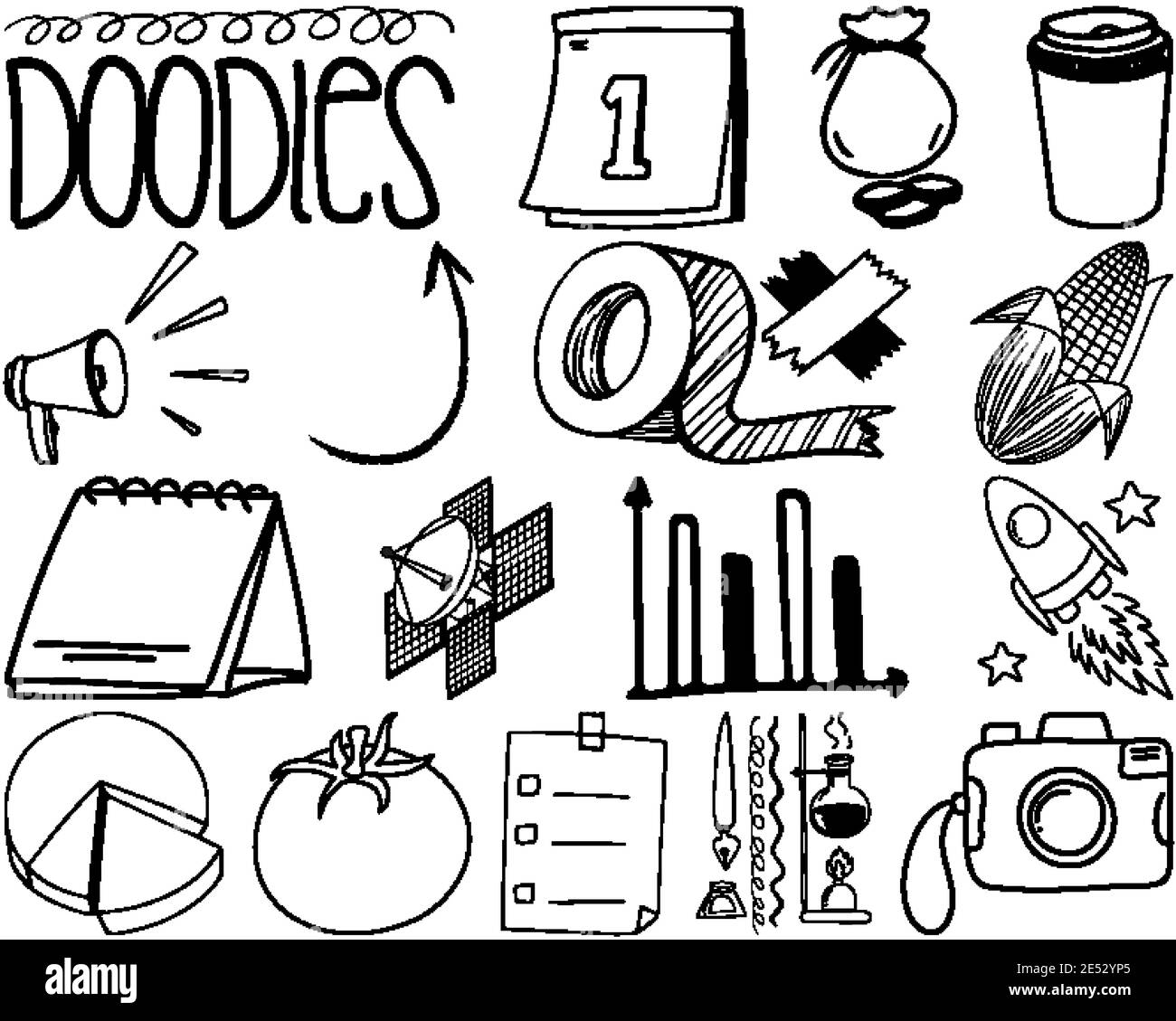 Set of item and symbol hand drawn doodle illustration Stock Vector ...